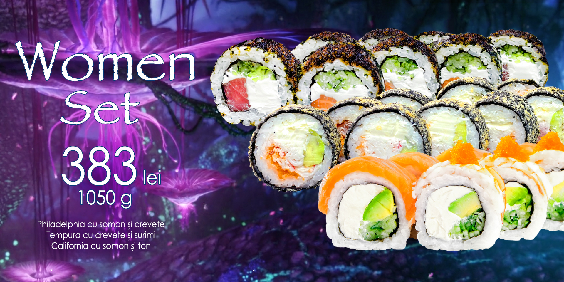 Meniu ~ Sushi cu livrare in Chisinau ~ 100% Somon, 100% Delicios